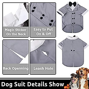 SUNFURA Large Dog Tuxedo Dog Suit, Dog Gentleman Costume Party Suit with Bow Tie Shirt for Halloween Christmas, Formal Pet Wedding Attire for Large Medium Dogs Golden Retriever Samo Husky Bulldogs