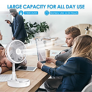 SGOKEEN up to 40 inch Standing Fan Portable Desk Fan with Adjustable Height for Travel Camping Tent bedroom baby kids Pedestal Fans, Rechargeable & Super Quiet