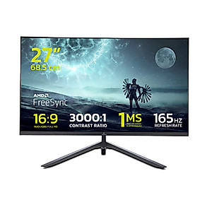 YEYIAN ODRAZ 2000 27” PC Gaming Frameless LED Monitor, 1080P HD, 165Hz, 300cd/m2, 1ms, 3000:1, 16:9, 178°, 16.7M Colors, True Low Motion Blur, AMD FreeSync, DP/HDMI, VESA Mountable, Tilt Adjustable