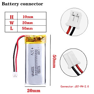 Liter energybattery 3.7V Lipo Battery 1000mAh Rechargeable Lithium ion Polymer Battery 102050 Lithium Polymer ion Battery with JST Connector