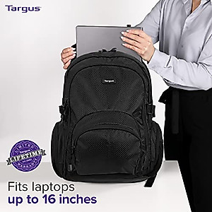 Targus Travel Laptop backpack, Lightweight 20L Work plus school Bag, Commuters rucksack, Anti Theft multi-pocket, Waterproof back packs for Men and Women, Fits 15.4-16 inch Laptop, Black (CN600)