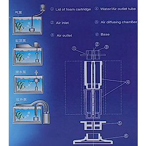 ALEGI Aquarium Sponge Filter with Airline Tubing, Check Valves, Suction Cups for 10 Gallon Fish Tank, Betta, Nano, Shrimp, Fry, Biochemical Filter