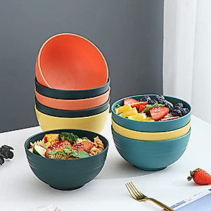 Kyraton Plastic Cereal Bowls 8 Pieces 26 oz, Unbreakable And Reusable Light Weight Bowl For Rice Noodle Soup Snack Salad Fruit BPA Free Dishwasher Safe (Mutil Color)