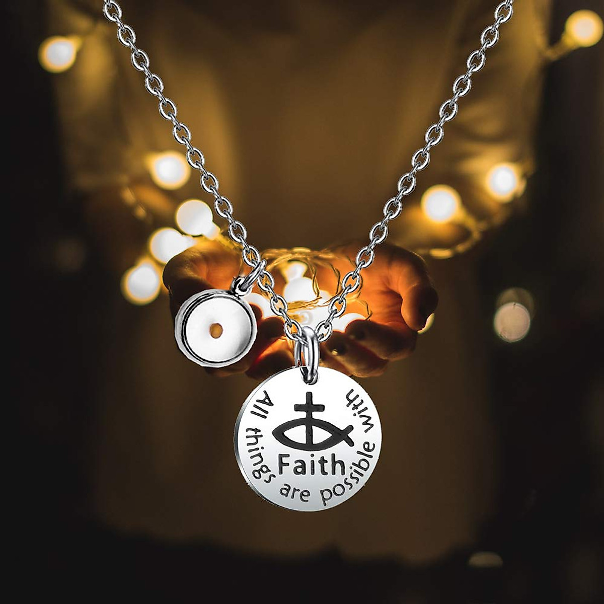 With Faith All Things are Possible Mustard Seed Necklace Christian Faith Gift (necklace)