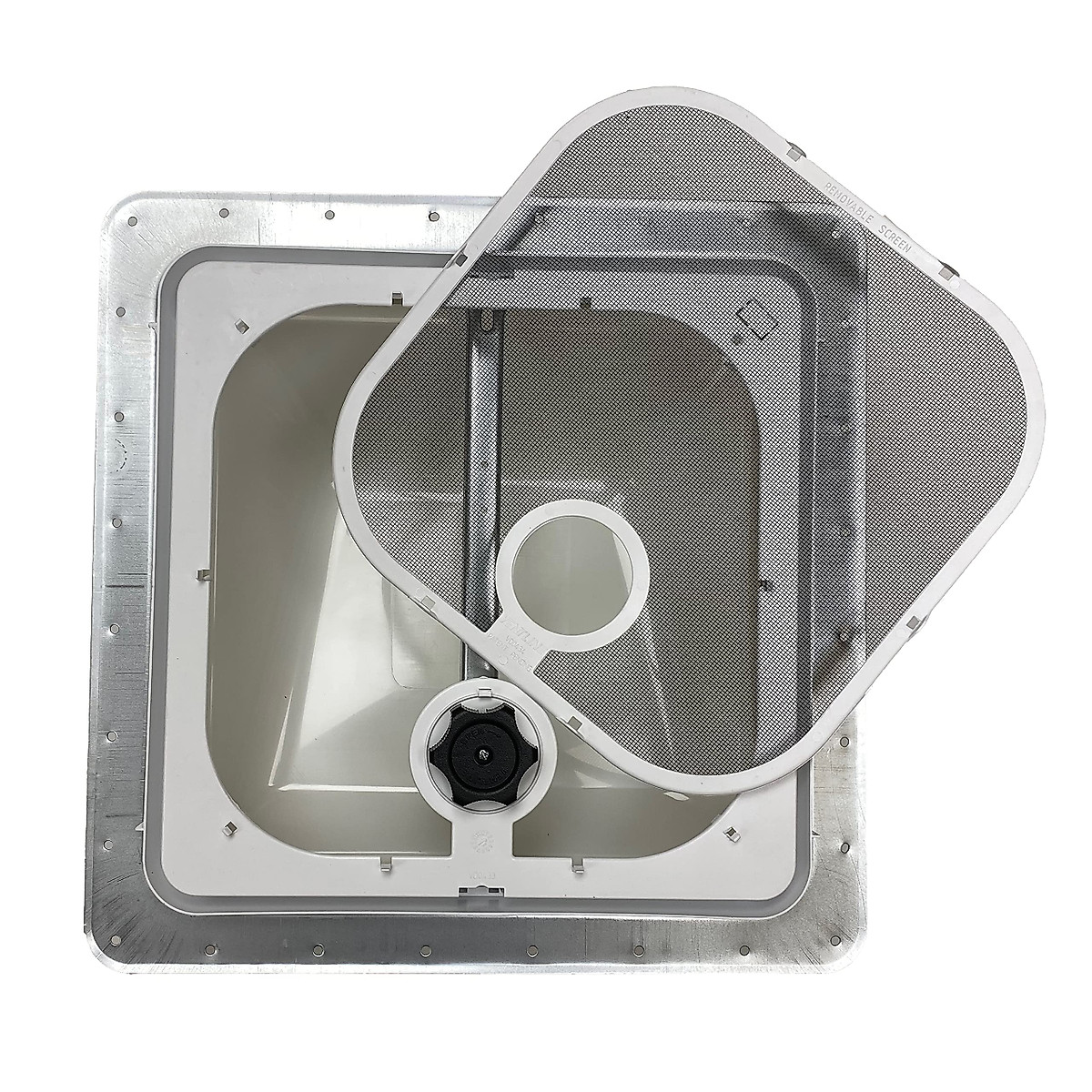 classAcustoms VL-W-1G | 14" RV Roof Vent | White Lid | Non-Powered | w/ 1" Garnish Trim Ring