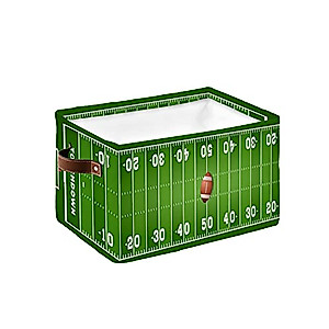 ARTtikke Storage Bins Clothes Organizer Football Game Sports Rugby Field Storage Cubes Bin with Handles,Foldable Storage Boxes for Closet,Storage Basket for Organizing Shelves