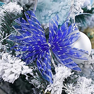 AIMUDI Blue and Silver Christmas Ribbon Wired 2.5" Ice Blue Christmas Tree Ribbon Garland 6 Rolls 36 Yards Turquoise Blue Ribbon for Christmas Tree Topper Bows, Crafts, Gift Wrapping, Wreaths