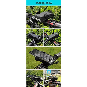 4-In-1 Bike Headlight, BessieSparks - Bicycle Horn, Phone Holder, USB Rechargeable Power Bank, Waterproof Adjustable Shock-Absorbing with LED Light & Horn, for 4 to 6.6 inches Phone