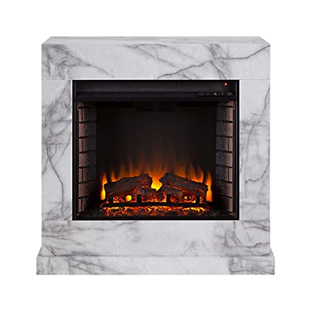 SEI Furniture Dendale Faux Marble Electric Fireplace, White-Gray Veining