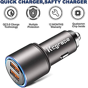 36W Dual Quick Charge 3.0 Fast USB Car Charger and Cable for Samsung Galaxy S21 S20 S22 Plus Ultra FE A14 A23 5G A51 A71 A52 A32 A42 A12 A01 A11,S10 Note 20 10 9 A72,Cigarette Lighter Phone Adapter