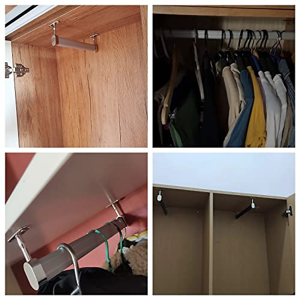 RAUGAJ Silver Aluminum Alloy Closet Rod Cuttable, 30-140Cm Long Oval Clothes Hanging Bar Top Mount, for Nursery/Home/Hotel/Office, with Bracket Kits/Closet W/D 47.2"(120Cm)