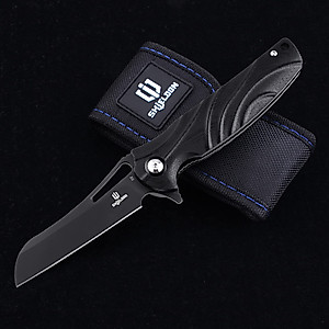 SHIELDON Bazoucan EDC Pocket Knife, 3.43" D2 Blade with Titanium Coating, G10 Handle Folding Knife with Liner Lock for Everyday Carry