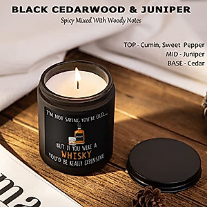 Gifts for Men- Funny Birthday Gifts for Husband Dad Boyfriend, Cute Joke Bday Candle Gifts for Family, Rude Old Age Gifts, Black Cedarwood & Juniper Scented Candles