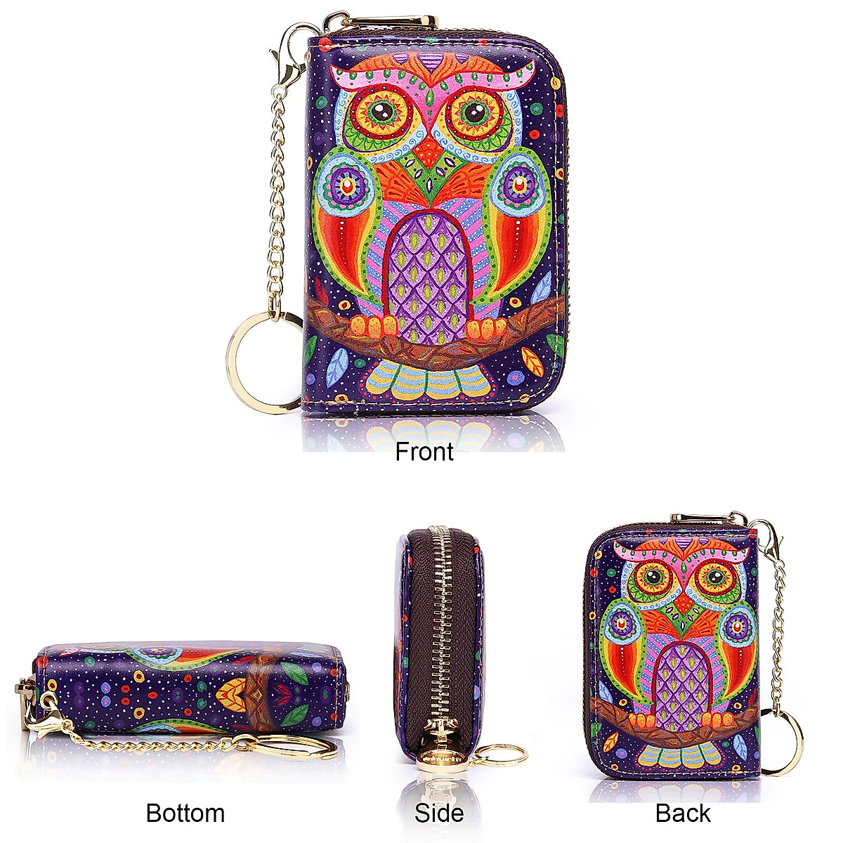 APHISON RFID Credit Card Holder Wallets for Women Leather Cartoon Patterns Zipper Card Case for Ladies Girls/Gift Box 006