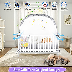 Safety Crib Tent to Keep Baby from Climbing Out,Woderful Breathable Pop-up Mosquito Net Protable Baby Tent for Baby Travel