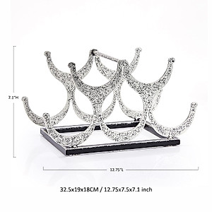 Aayla Wine Holder Rack - Metal Silver Tabletop Wine Bottle Holders, Holds 5 Wine Bottles, Assembly Required, for Wine Lovers to Store The Wine Collection