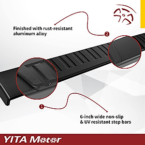 YITAMOTOR 6 Inches Running Boards Compatible with 2015-2024 Ford F-150 SuperCab, 2017-2024 Ford F250 F350 SuperCab Aluminum Black Side Steps Nerf Bars