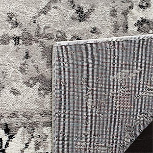 SAFAVIEH Skyler Collection 3' x 5' Grey/Ivory SKY169K Distressed Medallion Non-Shedding Living Room Bedroom Accent Rug