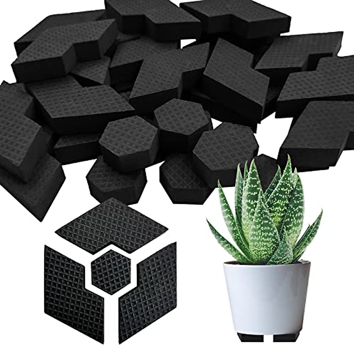SNAIL GARDEN 40Pcs Invisible Pot Feet, Composable Hexagon Flower Pot Feet Risers for Muti-Styles Pots, Nonslip Gardening Pot Feet Pads for Indoor Outdoor Planters Garden Plant Pots Flowers
