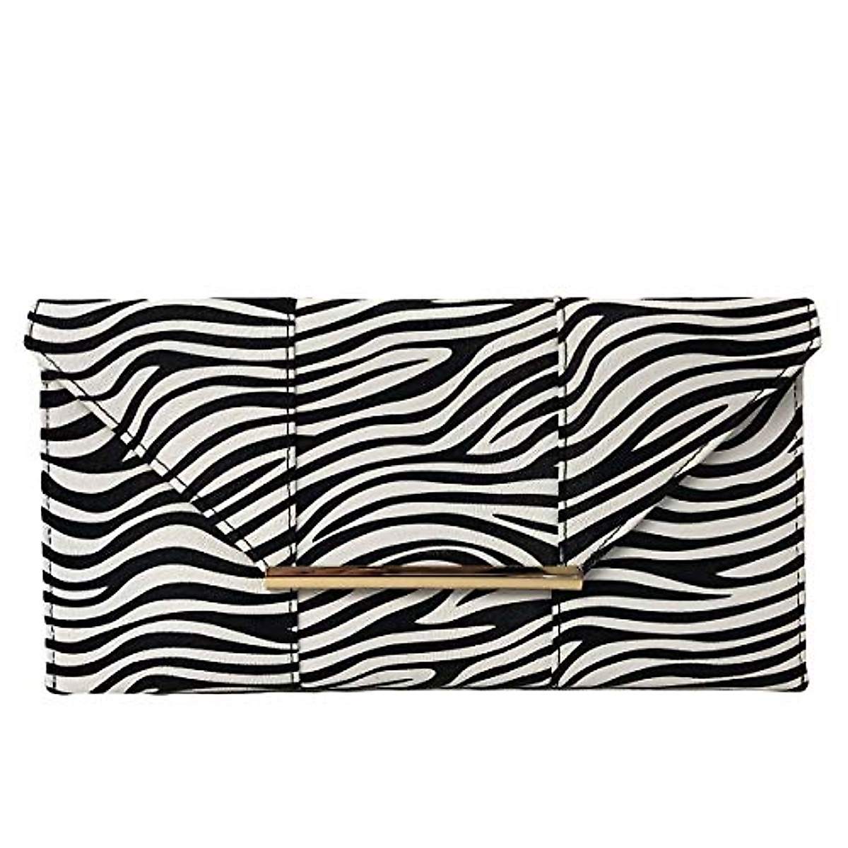 JNB Synthetic Leather Zebra Print Envelope Clutch, White