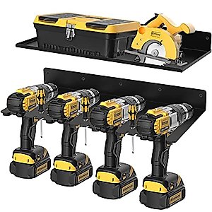 Foozet Power Tool Organizer and 2 Layers Power Tool Storage Rack,Drill and Tool Storage,Cordless Drill Storage,Wall Mount Tool Organizer