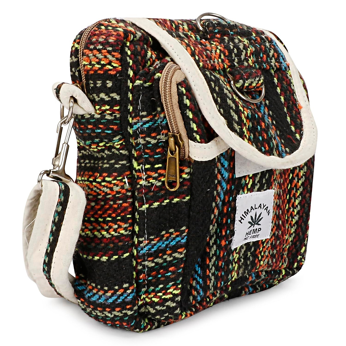 LONGING TO BUY Hemp Sling Bag, Hemp Eco-Freindly Crossbody Bag For Men And Women (Multi-Black)