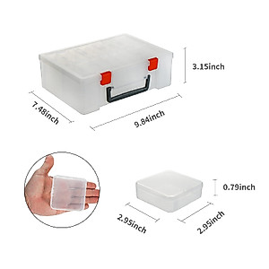 Letken 18 Pieces Small Plastic Craft 0rganizers and Storage, Transparent Box with Hinged Lid for Storage of Jewelry, Diamonds, DIY Art Craft Accessory