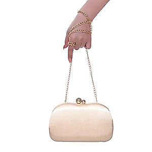 Classic Satin Evening Clutch Bag with Elegant Rhinestone Embellished for Formal Occasion Wedding Bridal Graduation Party (Gold)