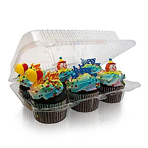 pack of 30 half dozen cupcake containers 6 compartment Clear Cupcake Muffin Containers 4" High for topping Strong Quality 6 cupcake containers plastic disposable 6 cupcake boxes 6 cupcake holder