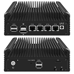 4 Ports Micro Firewall Appliance Intel N200 Quad Core, Intel I226-V 2.5GbE NIC Fanless Mini PC, Network Gateway Soft Router Mini Computer, Support AES-NI, DDR5 RAM, Barebone, NO RAM NO SSD