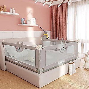 RDHOME 59" Bed Rails for Toddlers Safety Baby Bed Guard, Vertical Lifting Bed Guardrail for Kids, Collapsible Double Lock Bedrail Fits Queen Size Bed (1 Piece)