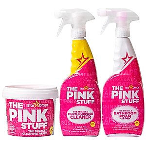 Stardrops - The Pink Stuff - The Miracle Cleaning Paste, Multi-Purpose Spray, And Bathroom Foam 3-Pack Bundle (1 Cleaning Paste, 1 Multi-Purpose Spray, 1 Bathroom Foam)
