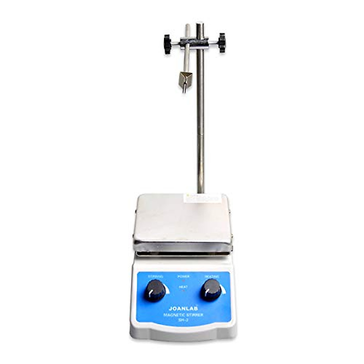 JoanLab SH-2 Integrated Magnetic Stirrer with Analog Hot Plate, 2,000mL, 100-1400rpm, 350°C Max. Temp, 30mm Stir Bar and Thermometer Support Stand Included
