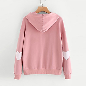 IEason,Womens Long Sleeve Heart Hoodie Sweatshirt Jumper Hooded Pullover Tops Blouse (3XL, Pink)