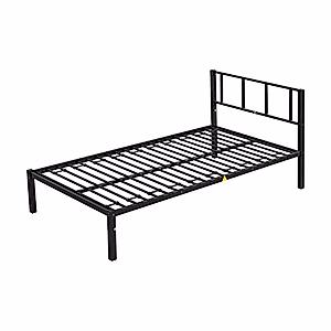 Goohome Triple Bunk Beds, Twin Over Twin Bunk Beds for 3, Metal Bed Frame for Bedroom, Apartment, Dorm, Heavy Duty Bunk Bed with Guardrail Ladder, Space-Saving, Black