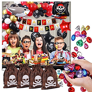 RICHNESS Pirate Loot Bags Goodie Bags with Drawstring 4.5 x 6.5 Inches Faux Cow Skin Pirate Treasure Bags for Pirate Party Favors Pack of 12