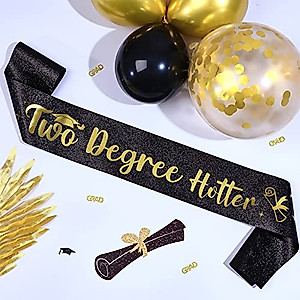 Funmemoir Graduation Party Decorations 2023 Black and Gold - Two Degree Hotter Sash, Congrats Grad Class of 2023 Sash for Senior High School College Graduation Party Supplies Party Gifts