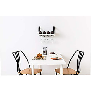 Rustic Wood Wine Rack Wall Mounted 15 Inch Wine Storage Holder Racks, Stemware Racks for Bar, Kitchen Dining