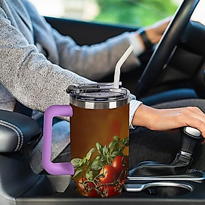 Pasta Ingredients Insulated Tumbler with Lid And Straw Stainless Steel Travel Coffee Mug 40oz Violet-style