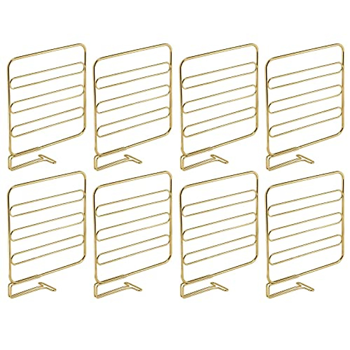 mDesign Versatile Metal Wire Closet Shelf Divider and Separator for Storage and Organization in Bedroom, Bathroom, Kitchen and Office Shelves - Easy Install - 8 Pack - Soft Brass