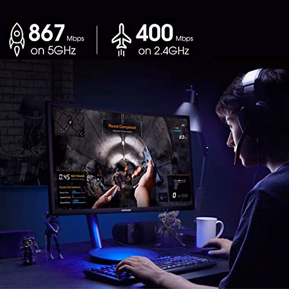 1300Mbps USB 3.0 Wireless WiFi Adapter for PC, USB Wi-Fi Dongle AC Mini Network Adapters 802.11ac 2.4GHz/5GHz Built-in Antenna for Windows 11/10/7/8/8.1/XP Mac OS 10.6-10.15