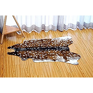 Faux Cowhide Rug Animal Print Area Rug Deer Hide Rug Sika Deer Carpet Cow Hides and Skins Rug for Home,Livingroom (3.6x3ft)