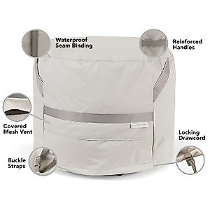 Covermates Round Accent Table Cover - Patio Outdoor Furniture Cover, Water Resistant Outdoor Ottoman/Side Table Cover, Prestige 900D Polyester, 36DIAMETER x 25H, Stone