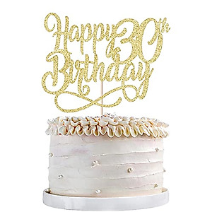 Qertesl Gold Glitter Happy 30th Birthday Cake Topper,Cheers to 30Years,happy 30th Birthday Cake Topper,30th Anniversary Cake Topper， men and women 30 years old happy birthday Party Decoration