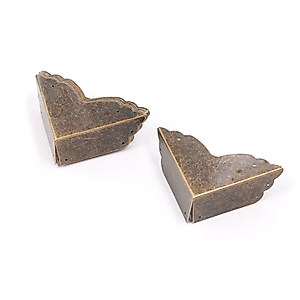 Mcredy Box Corner Protectors Decorative Corner Guards with Mounting Screws 2.8x2.8x1.2"(LxWxH),Side Length 2.8" Corner Bracket Iron Bronze Tone for Photo Album Pack of 8