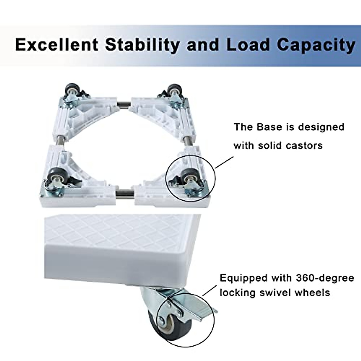 MAOPINER Multi-Functional Furniture Dolly Roller Base Adjustable Movable Base Refrigerator Stand for Washing Machine Refrigerator and Dryer (4 wheels)