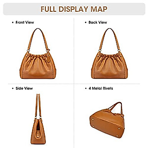 Kattee Soft Women Genuine Leather Hobo Totes Purses and Handbags Satchel Top Handle Shoulder Bags (Brown)