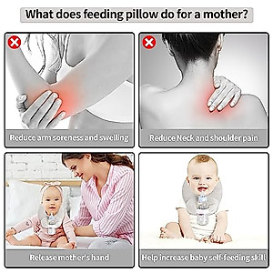OKHOTCUL Baby Bottle Holder, Bottle Holder for Baby self Feeding, Baby Self Feeding Cushion, Baby Feeding Pillow, BPA-Free, Non-Toxic, Nursing Pillow for Breastfeeding, with Adjustable Waist Strap
