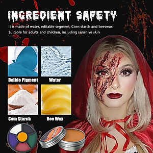 Scar Wax SFX Makeup, Halloween Makeup Kit, Special Effects Makeup kit-6 Color Bruise Wheel for Special Effects/Scar Wax with Spatula Tool/Fake Blood/Dark Fake Blood/Stipple Sponges