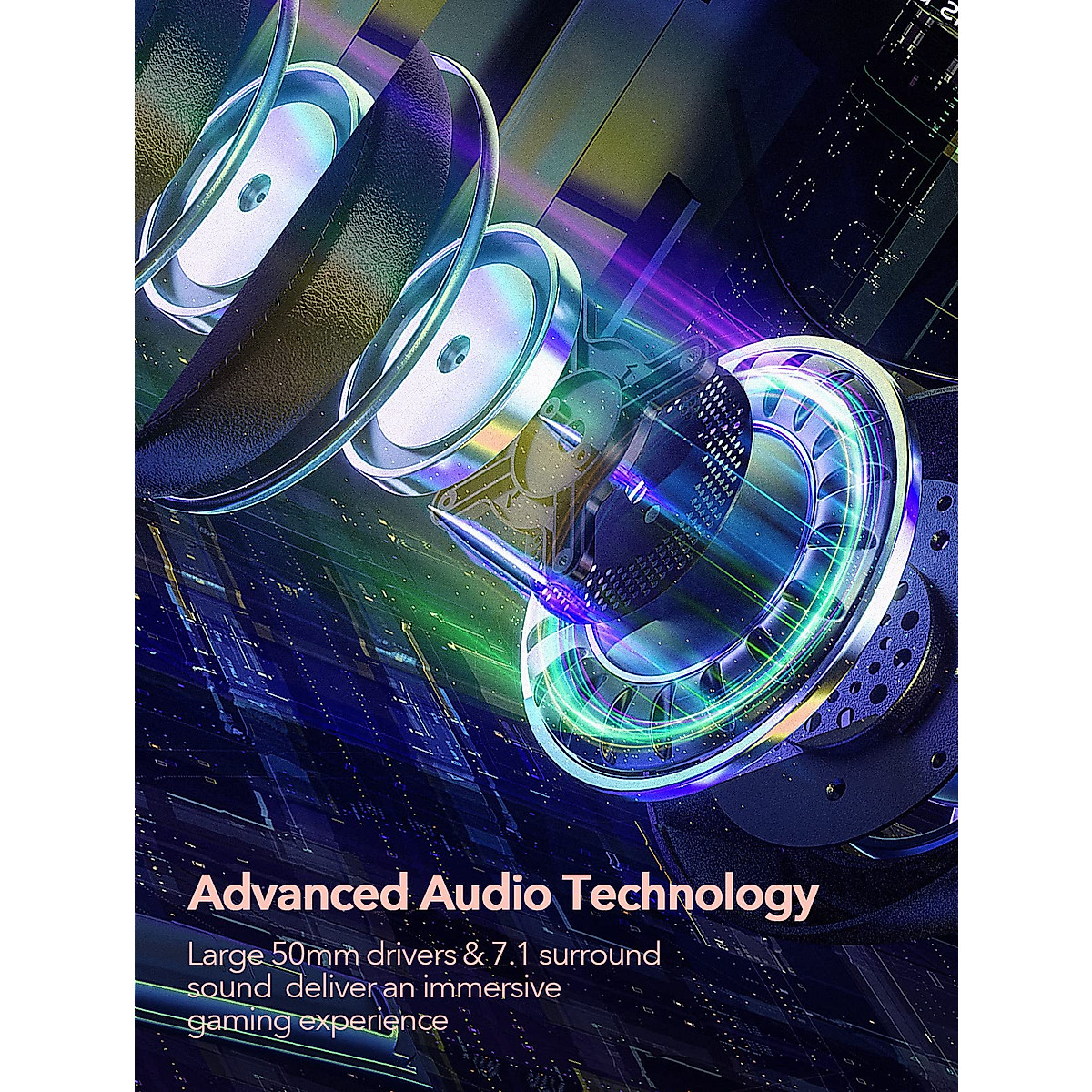 Wired Gaming Headset with Microphone for PC, 50mm Drivers, Inline Volume Control, Over Ear Gaming Headphones with LED, Noise Cancelling Kids Gaming Headsets for Laptop, Computer, PS5, PS4, Xbox One